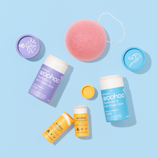 Woohoo Biodegradable Basics Bundle (deodorant + lip balm + more ...