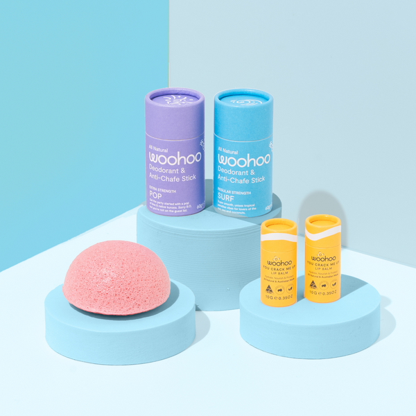 Woohoo Biodegradable Basics Bundle (deodorant + lip balm + more ...